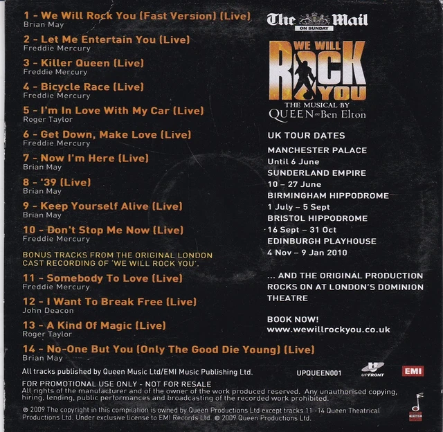 QUEEN ROCK YOU The Musical By Queen ( THE MAIL ON SUNDAY Newspaper CD ...
