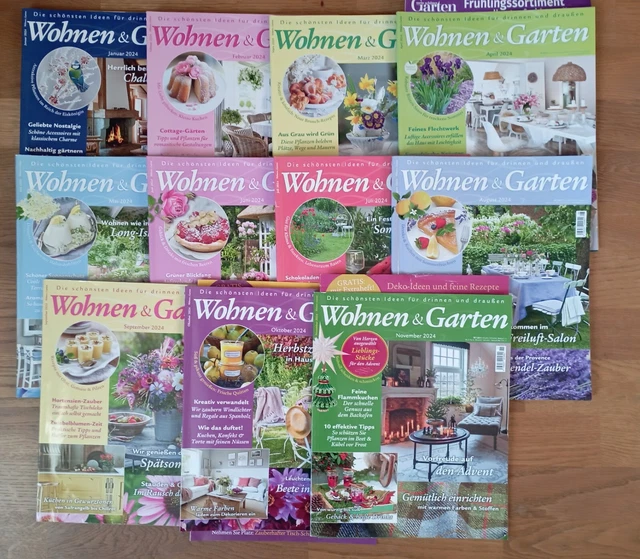 ZEITSCHRIFTEN WOHNEN & Garten Jahrgang 2024 ohne Dezember EUR 10,00 ...