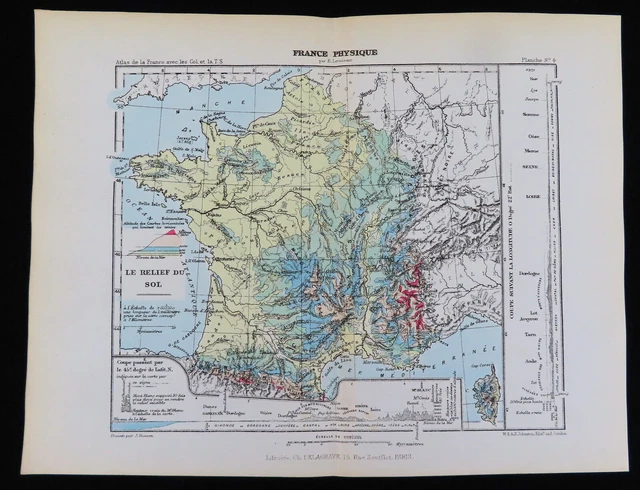1880 ANTIQUE FRENCH Map Soil Geology of France Geological 19th Century ...