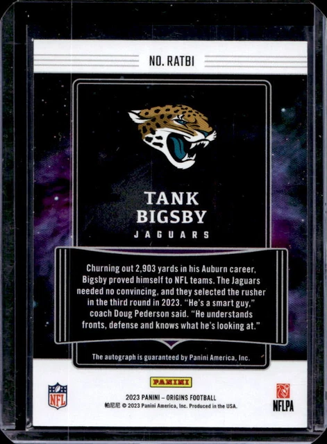 2023 ORIGINS TANK Bigsby recrue autographe voiture #RATBI Jaguars EUR 0 ...