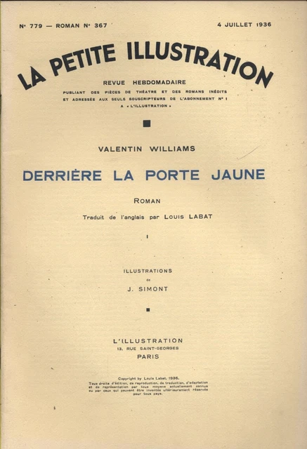LA PETITE ILLUSTRATION - Roman : Derri re la porte jaune. EUR 15,00 - PicClick FR