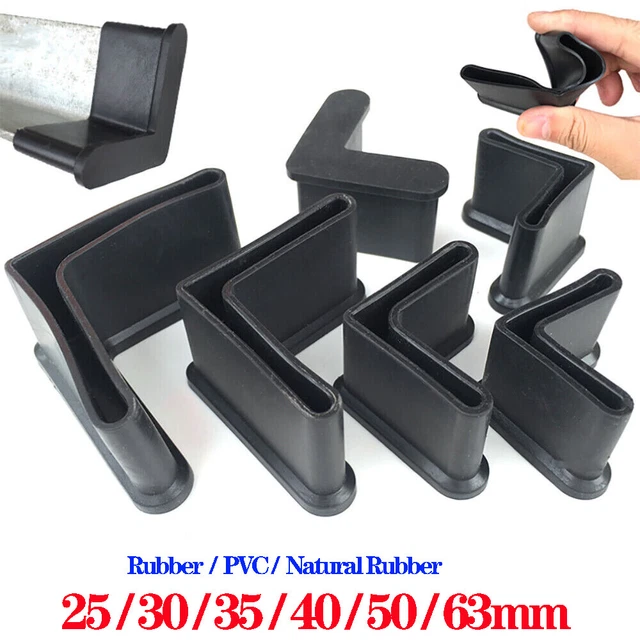 RUBBER / PVC Corner Angle Feet Pipe Tubing End Cover Caps 25/30/35/40 ...