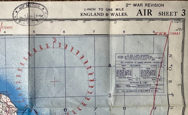 WW2 RAF AIR Transport Auxiliary Ata Map "North East England'' White ...