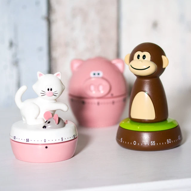 NOVELTY ANIMAL WIND Up Mechanical Kitchen Timer Clock Cooking Baking ...