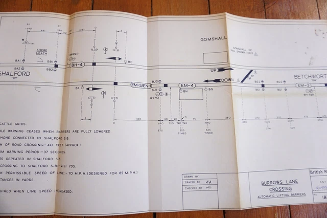 1981 BURROWS LANE Crossing British Rail Signal Railway Plan Drawing Map ...