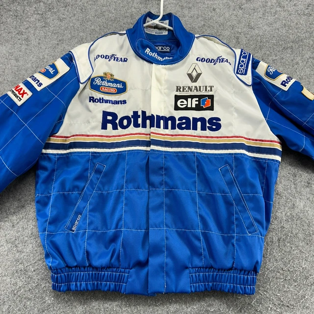 VINTAGE SPARCO JACKET Mens XL Blue Rothmans Williams Renault F1 Racing ...