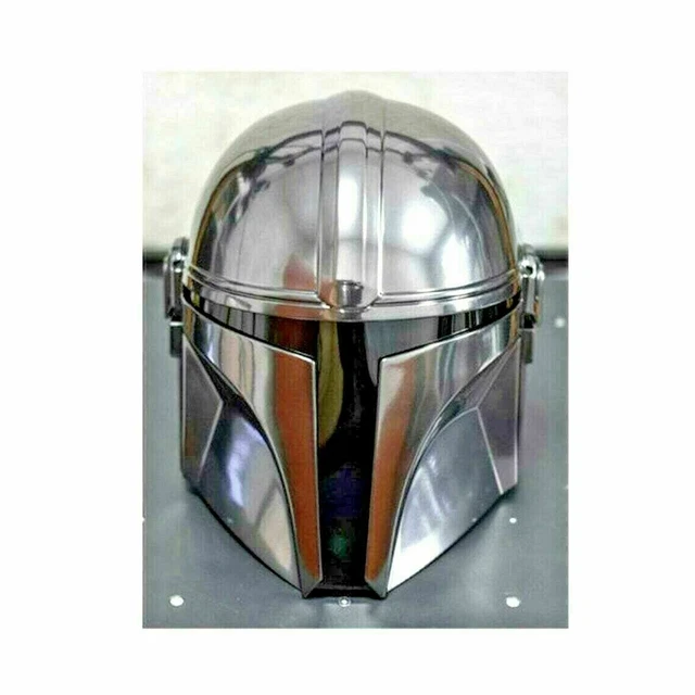 LARP STAHL MANDALORIANISCHER Helm mit Futter und Kinnband Star Wars ...