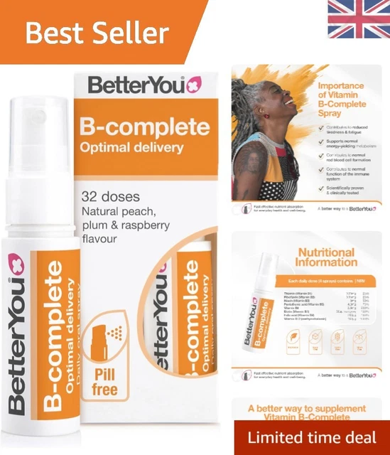HIGH STRENGTH B-COMPLEX Oral Spray for Energy, Delicious Flavors, 1 ...