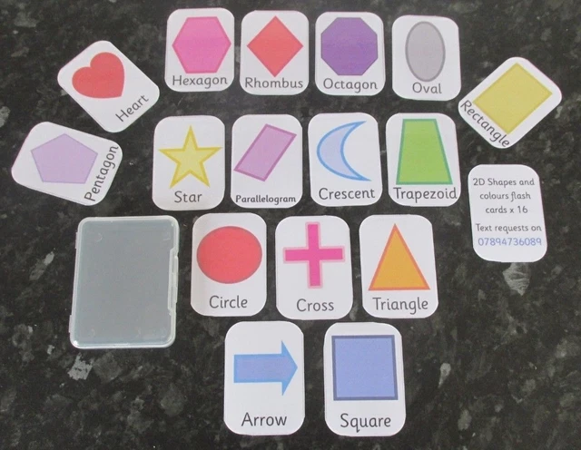2D SHAPES AND colours, FIRST FLASH cards and poster. School~Nursery ...