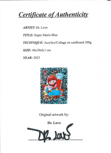 DR. LOVE SUPER Mario BROS STREET ART BANKSY Keith Haring QUADRO ...