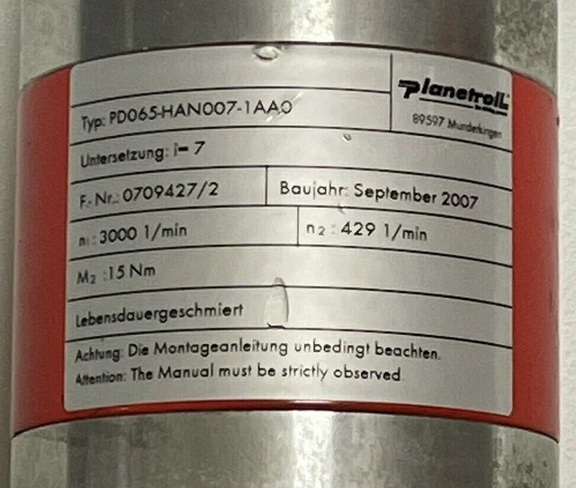 STÖBER / DREHSTROM-SERVOMOTOR / ED303UUOM110 / Planetroll / PD065 ...