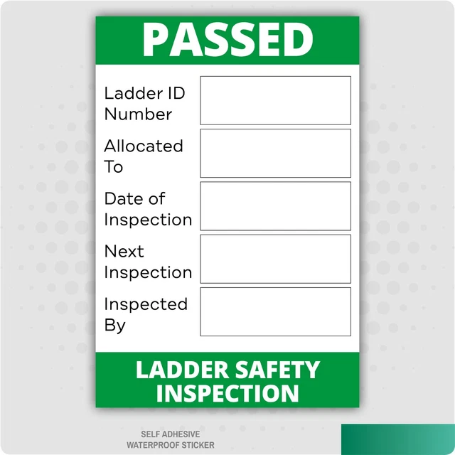 LADDER SAFETY INSPECTION Self Adhesive Vinyl Stickers Health & Safety ...