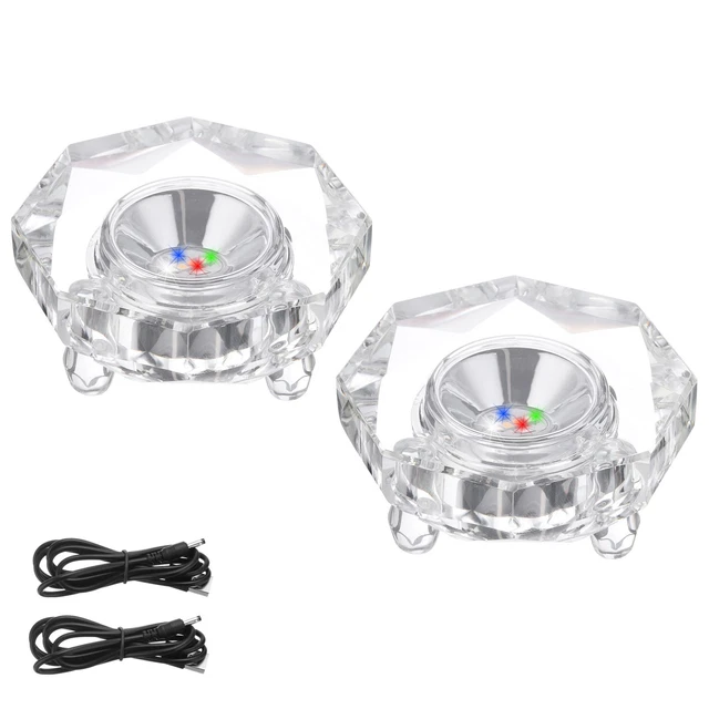 CRYSTAL LED LIGHT Base, 2 Set 2.99" Dia Octagon Lights Display ...