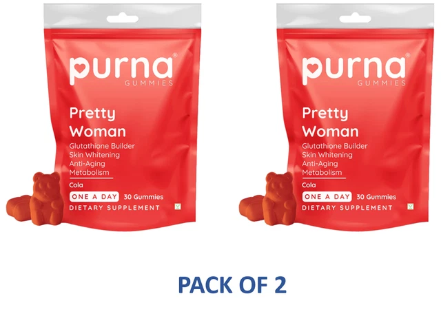 PURNA GUMMIES GLUTATHIONE Cola Flavour Gummies for Skin Brightening, 60 ...
