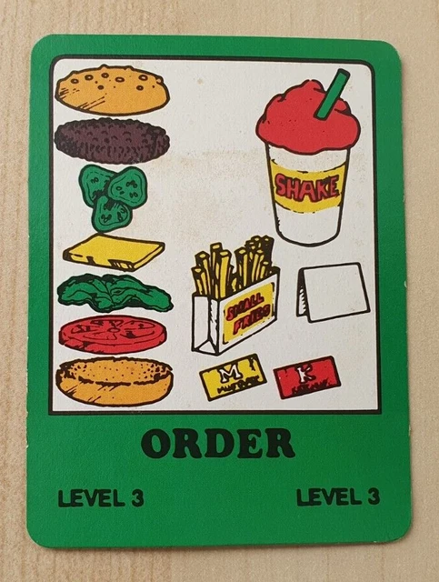 BUILD A BETTER Burger Game Replacement Card Green Level 3 with Red Top ...