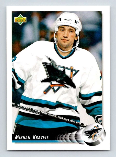 1992-93 UPPER DECK Hockey #542 Mikhail Kravets RC recrue San Jose ...