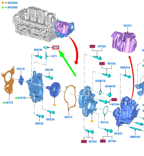 FORD FOCUS MK3 C346 joint pompe à injection de carburant 6G9Q-6761-AA ...