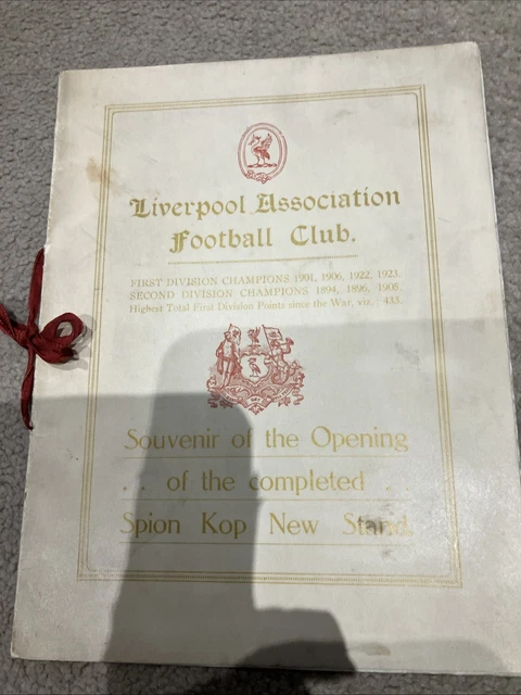 VERY RARE LIVERPOOL FC Programme From 1928 The Opening Of The Completed ...