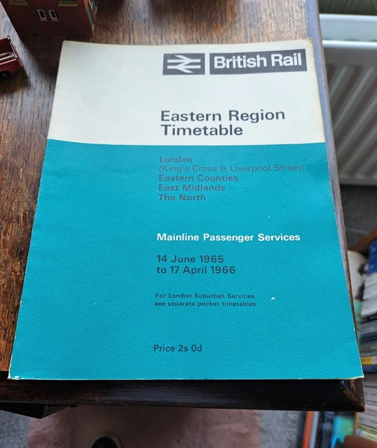 BRITISH RAIL EASTERN Region Passenger Timetable June 1965 inc Map £11. ...