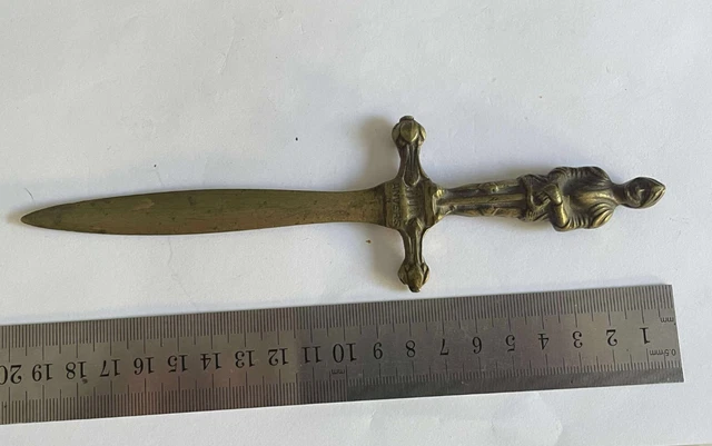 ANCIEN COUPE PAPIER En Bronze Ou Lation Souvenir D'anvers Chevalier EUR ...