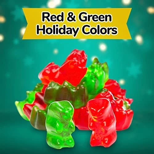 HOLIDAY RED GREEN Gummy Bears 3 LBs Gummies Bulk Christmas Candy in ...