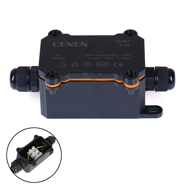 2 WAY WATERPROOF IP68 Electrical Cable Wire Connector Junction Box for ...