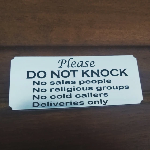 DO NOT KNOCK door notice - door sign - gate sign - no cold callers ...