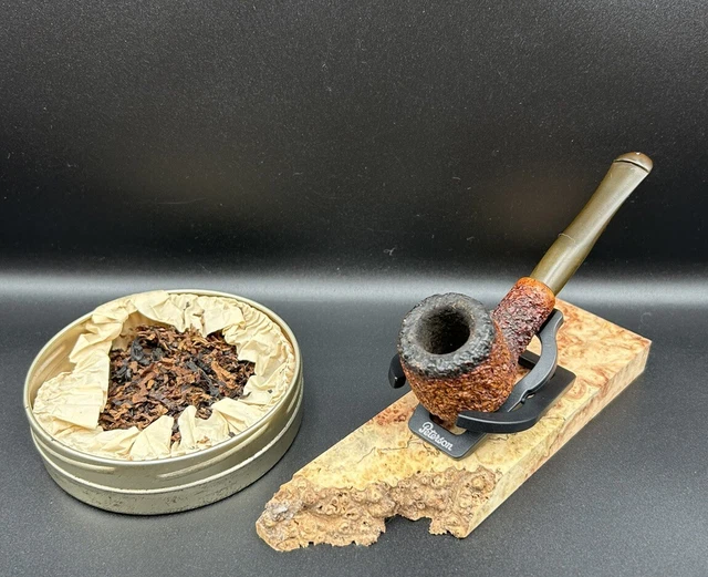 PETERSON BLOCK MEERSCHAUM Rustic Estate Pipe W/P-lip Vulcanite Stem £99 ...