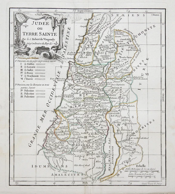 HOLY COUNTRY ISRAEL Palestine Original Copperplate Map Robert 1790 £104 ...