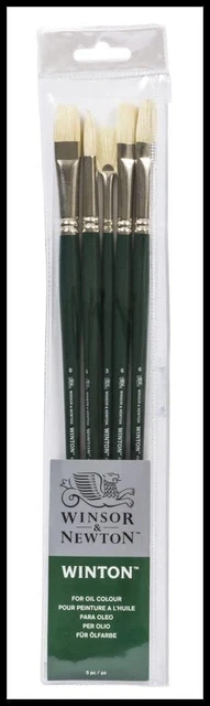 WINSOR & NEWTON Winton Long Handle Brush (5 Pack) (Round 6, Filbert 6 ...