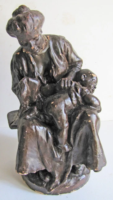 STATUE ANCIENNE FIN 19° siècle, scène de vie. Terre crue ou tendre. EUR ...