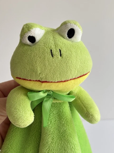 GREEN FROG BABY Rattle Comforter Blankie Soft Toy Plush Green Bow £17. ...