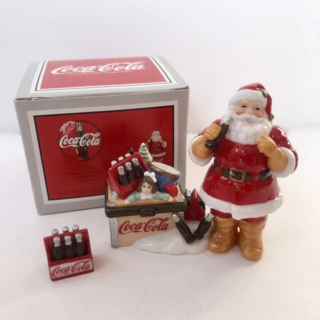 COCA-COLA SANTA AND Toy Chest Porcelain Hinged Box, Midwest of Cannon ...