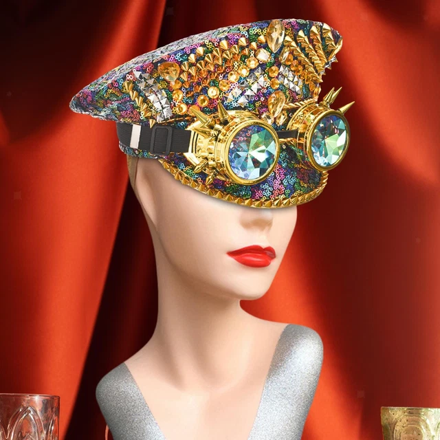 PARTY HAT DISCO Hat Sparkly Steampunk Decor Sequin Headpiece Women ...