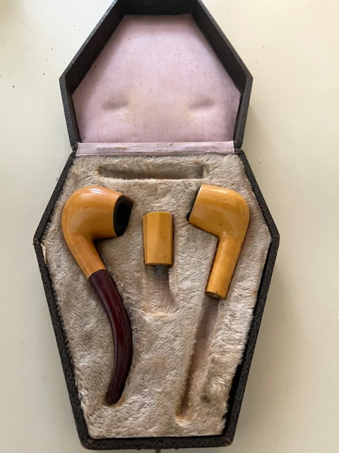 VINTAGE RARE Bakelite Pipe set in Original Coffin Box-Read Description ...