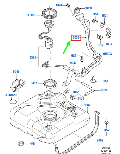 FORD TRANSIT CONNECT MK1 Fuel Filler Tank Pipe 5223240 7T16-9032-AE NEW ...