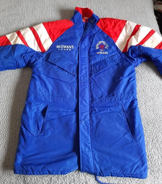 GLASGOW RANGERS ADIDAS McEwans 92/94 (Padded) Bench Jacket (Med 38/40 ...