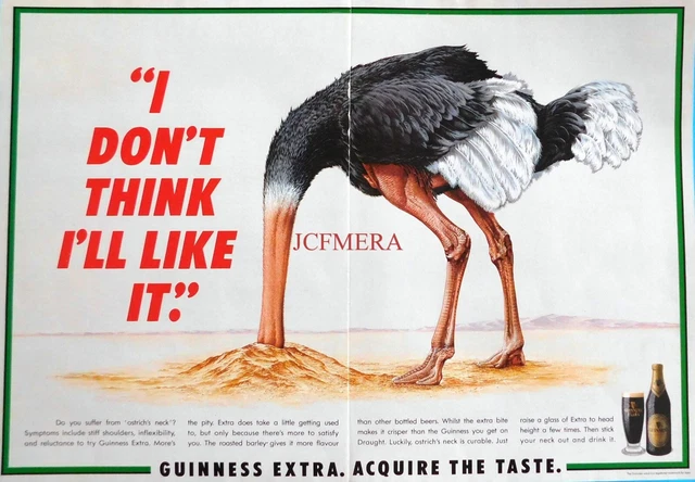 LARGE GUINNESS BEER ADVERT (Ostrich) Original Vintage 1988/9 Print Ad ...