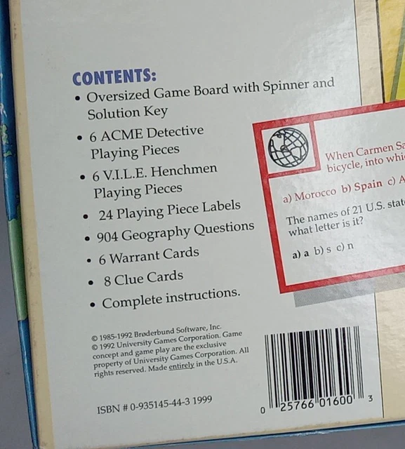 ¿DÓNDE EN EL mundo está Carmen Sandiego? Juego de mesa Geography 1992 ...