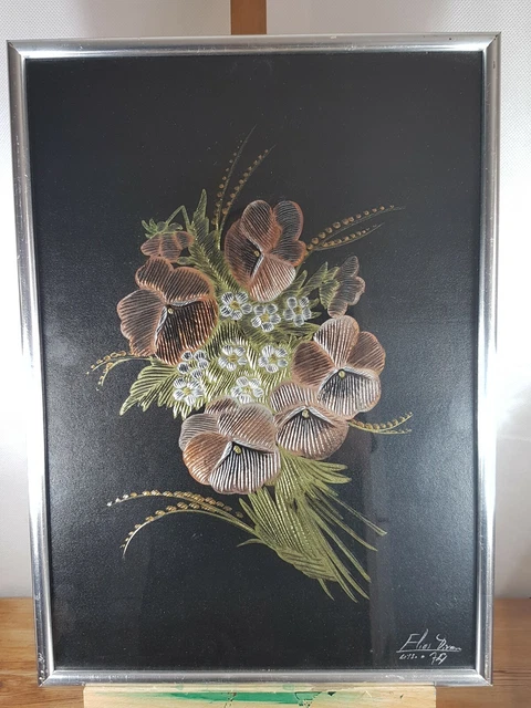 ORIGINAL FLORAL PAINTING - By Elias Divan Brazilian - Vintage Embossed ...