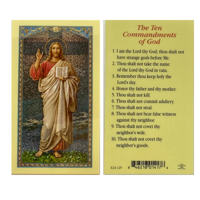 TEN COMMANDMENTS CATHOLIC Prayer/ Holy Card Laminated $2.75 - PicClick