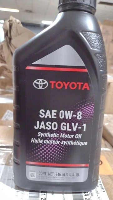 TOYOTA SAE 0W-8 JASO GLV-1 Synthetic Motor Oil 1 Quart Bottle Genuine ...