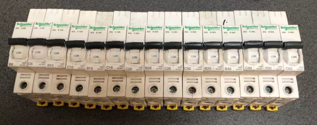 SCHNEIDER IKQ SINGLE Pole MCB 63 Amp 40 50 32 25A 20A 16A 10A 6A Type C ...