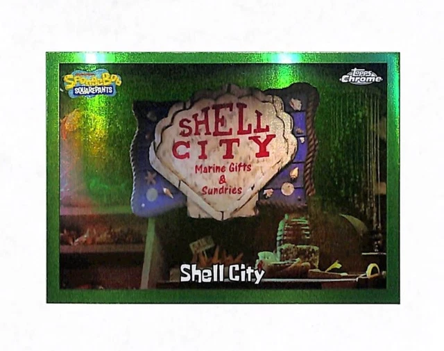 2025 TOPPS CHROME SpongeBob #115 Shell City Kelp Green Refractor Card £ ...