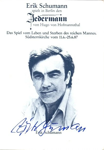 ERIK SCHUMANN, ORIGINAL Autogramm auf Jedermann-Karte; VERSTORBEN! EUR 1,30 - PicClick FR