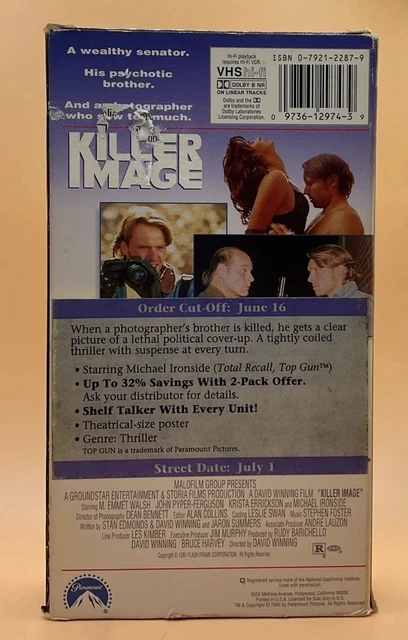 THE KILLER IMAGE VHS 1992 Michael Ironside *PROMO SCREENER* **Buy 2 Get 1 Free** £6.27 - PicClick UK