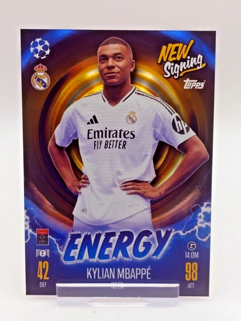 TOPPS MATCH ATTAX 24/25 Kylian Mbappe Real Madrid Energy New Signing ...