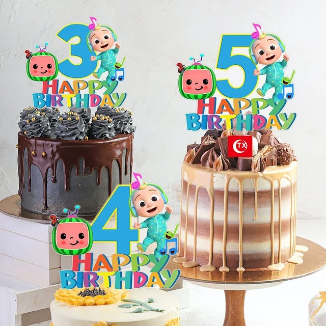 COCOMELON CAKE TOPPER Acrylic Cocomelon Cup Cake Decoration Baby Party ...