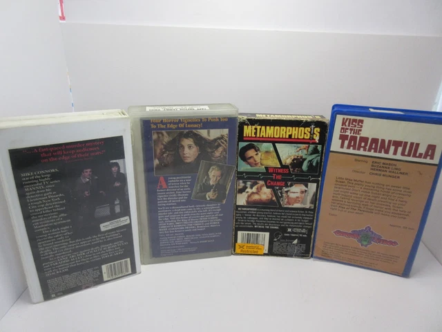 4 OLD VINTAGE Horror VHS Tapes Asylum Tarantula Metamorphosis Scared to ...