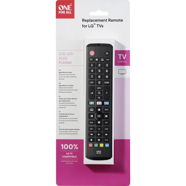 ONE FOR ALL URC4911 Replacement LG TV Remote Control Works with ALL LG ...